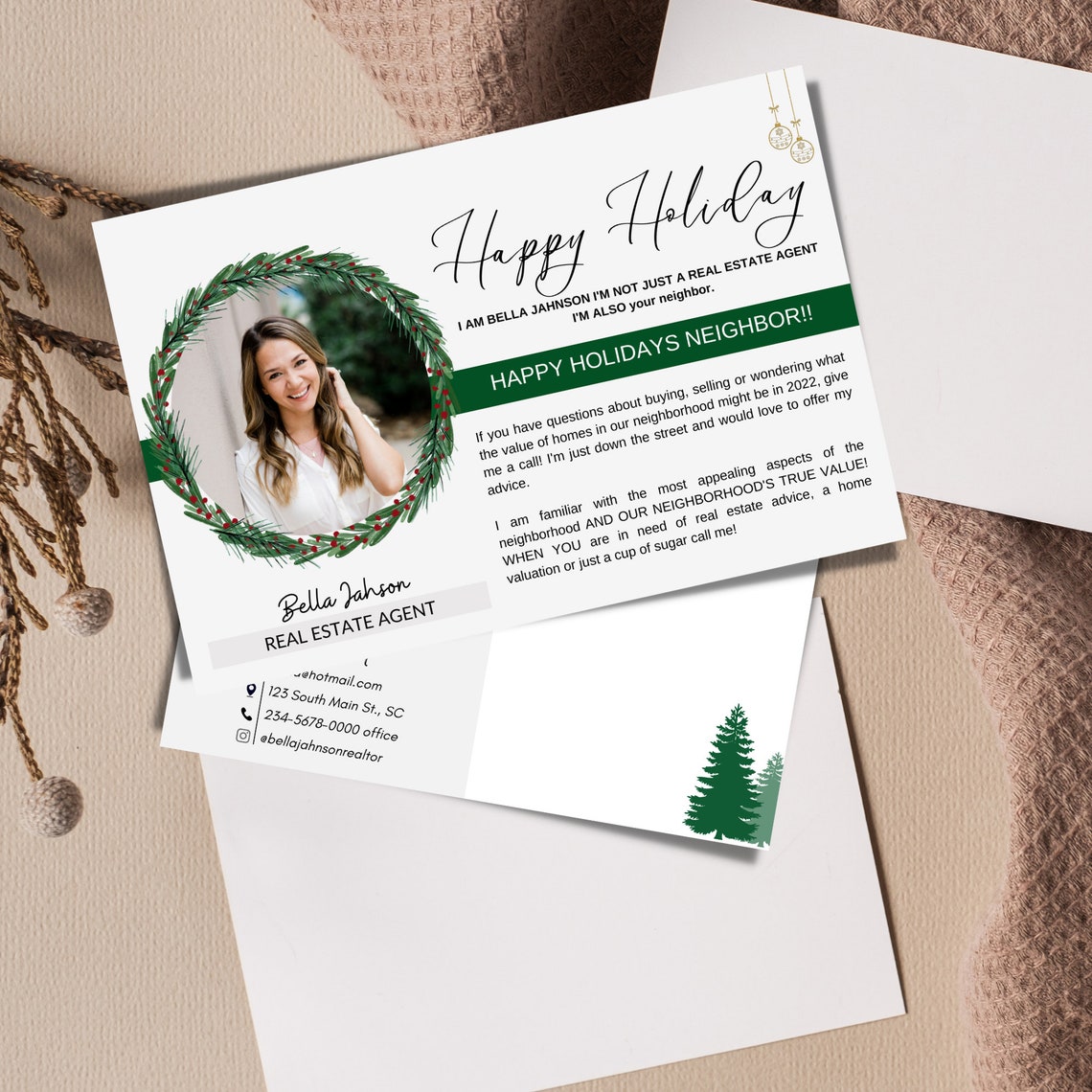 Real Estate Holiday Christmas Post Card, Realtor Hello Neighbor ...