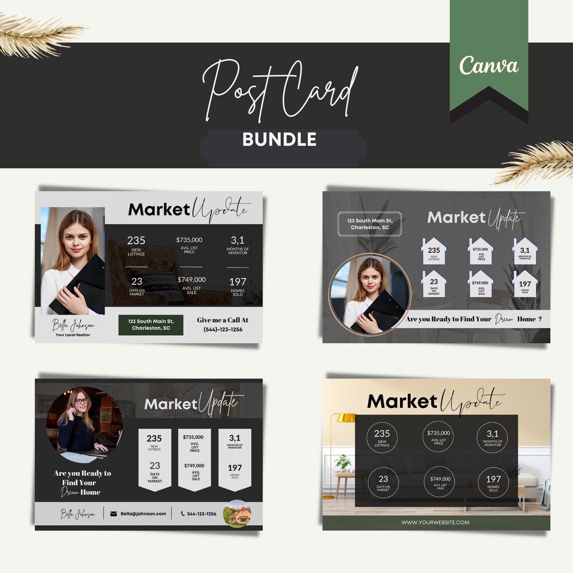 Luxury Real Estate Market Update Bundle Postcard Template - Etsy