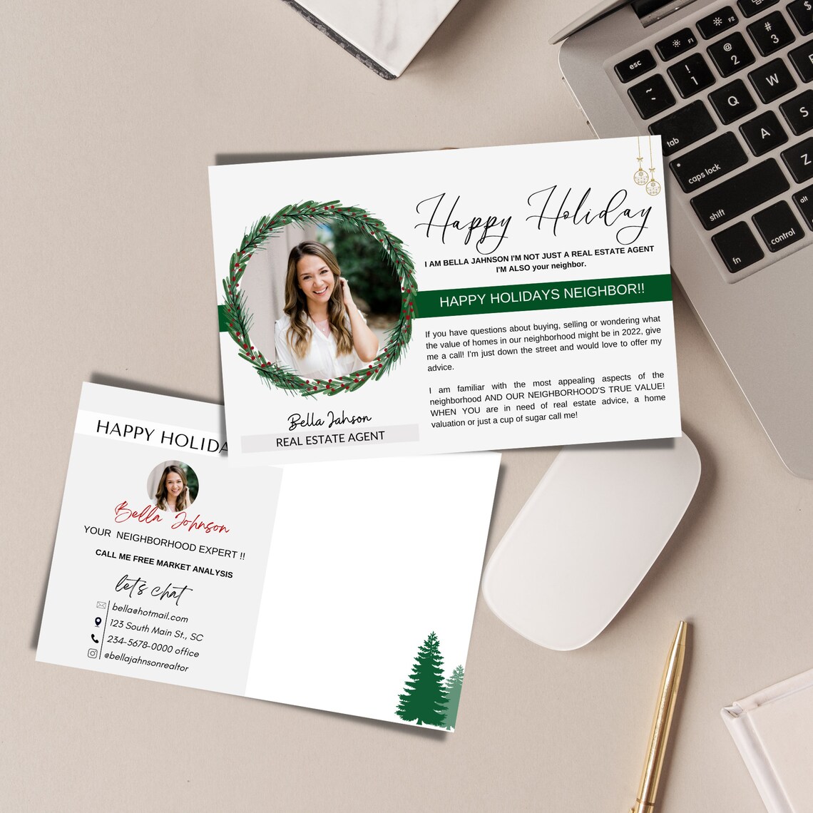 Real Estate Holiday Christmas Post Card Realtor Hello - Etsy