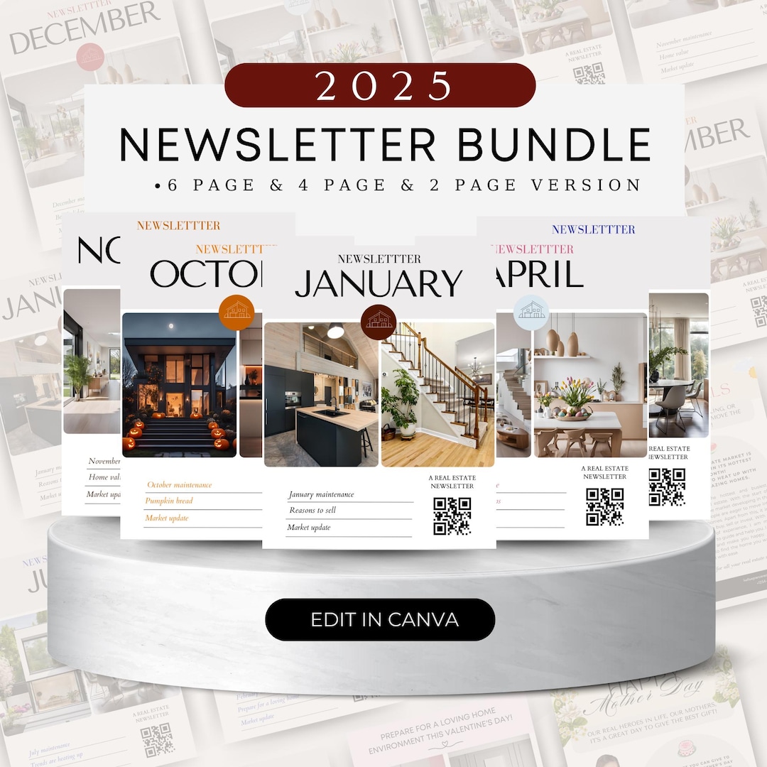 Real Estate Newsletter Bundle Mailler 2025 Real Estate Marketing 12 ...