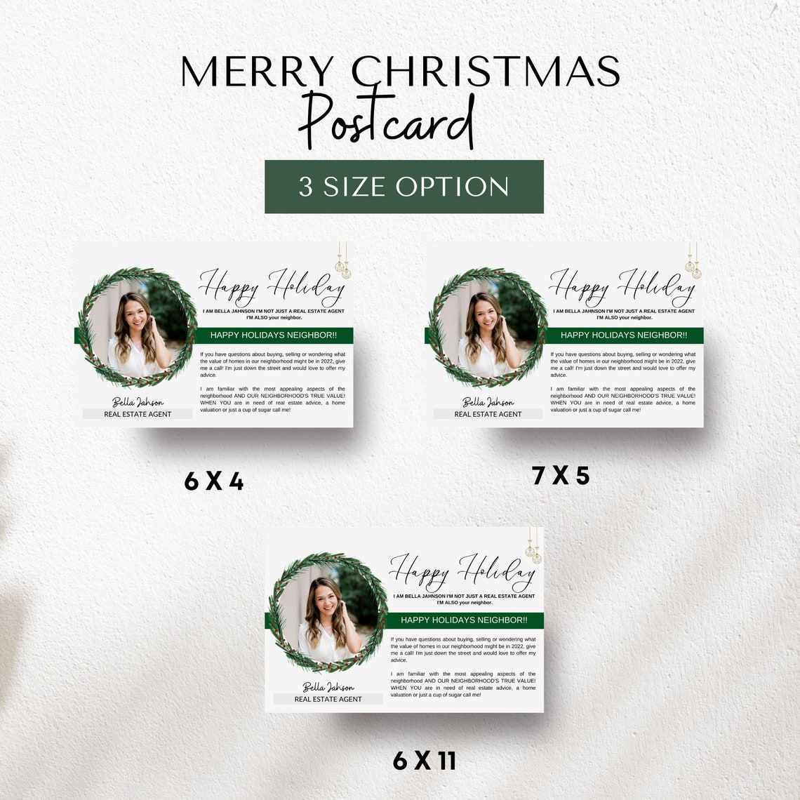 Real Estate Holiday Christmas Post Card, Realtor Hello Neighbor ...