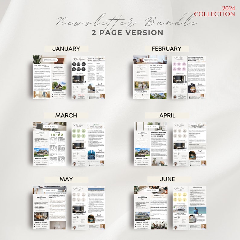 Real Estate Newsletter Bundle Mailler 2025 Real Estate Marketing 12 ...