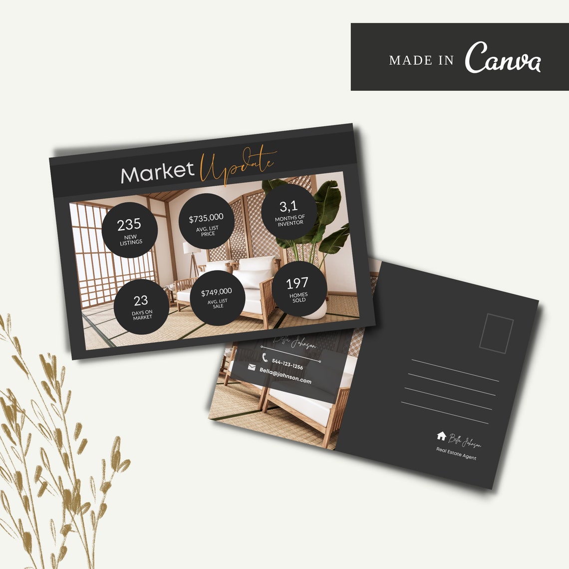 Luxury Real Estate Market Update Bundle Postcard Template | Etsy