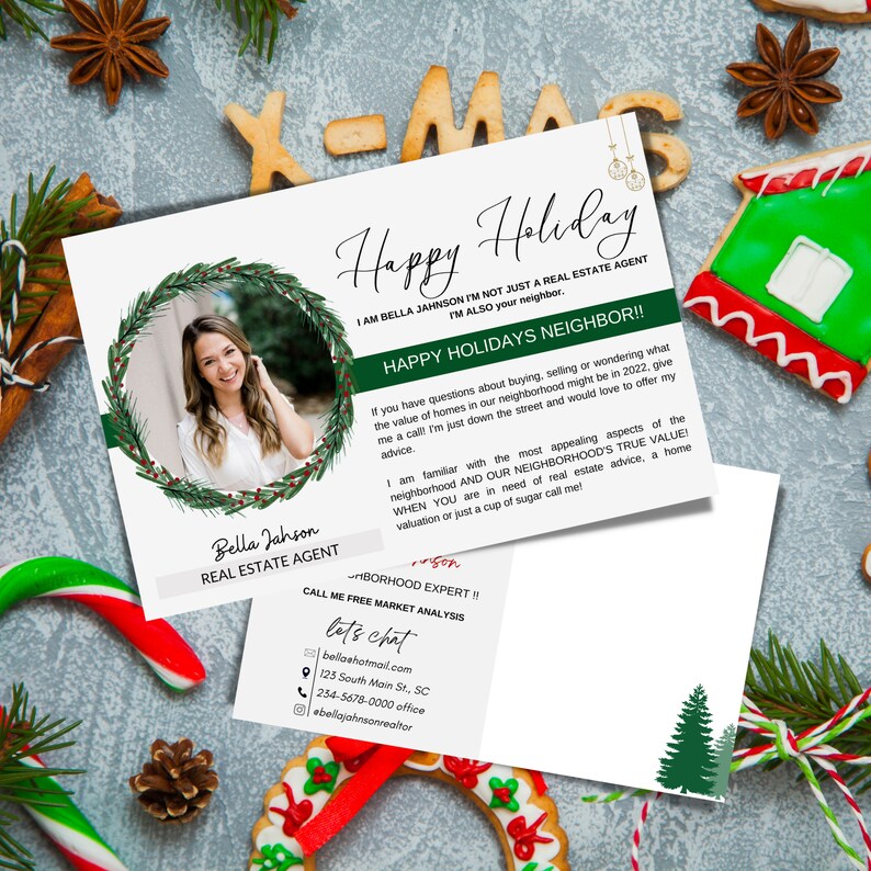 Real Estate Holiday Christmas Post Card, Realtor Hello Neighbor ...