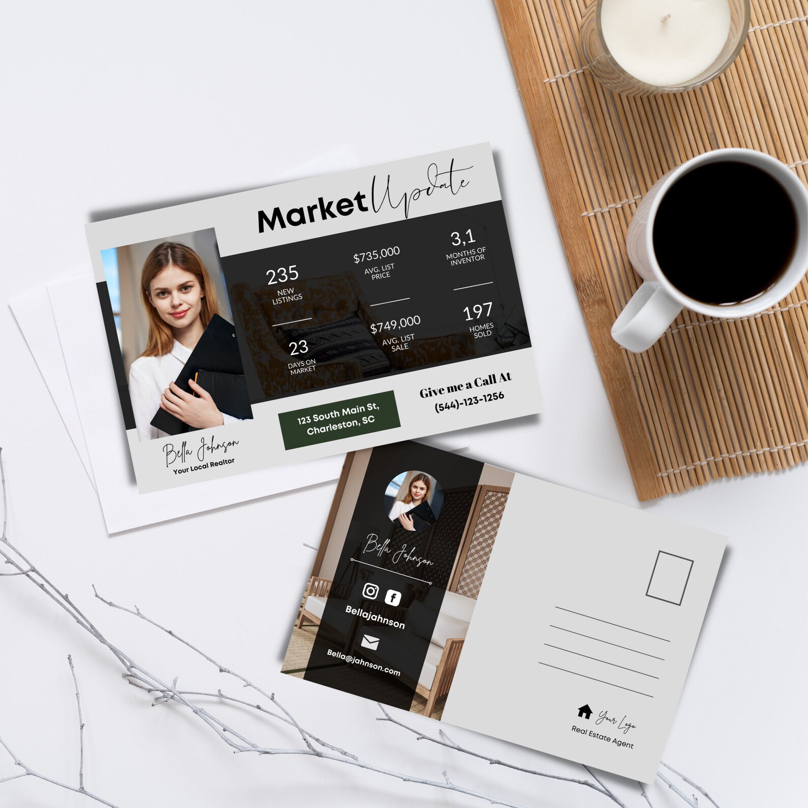 Luxury Real Estate Market Update Bundle Postcard Template | Etsy
