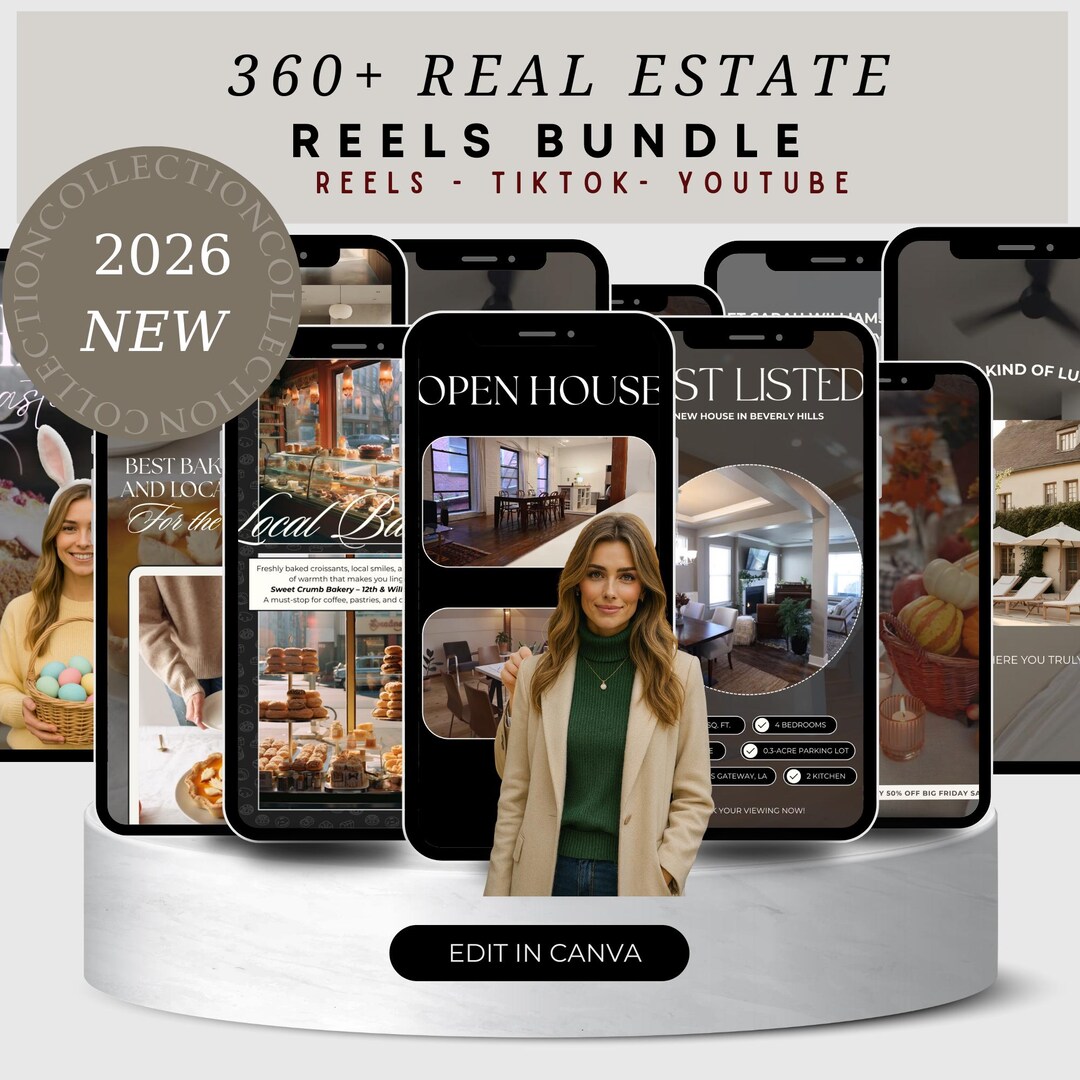 Real Estate Reels Template 2026 Marketing Social Media Instagram Bundle ...