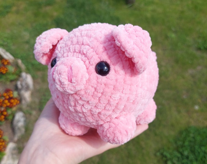 Soft Crochet Pig Plushie, Chubby Pig Plushy, Plush Amigurumi Toy ...