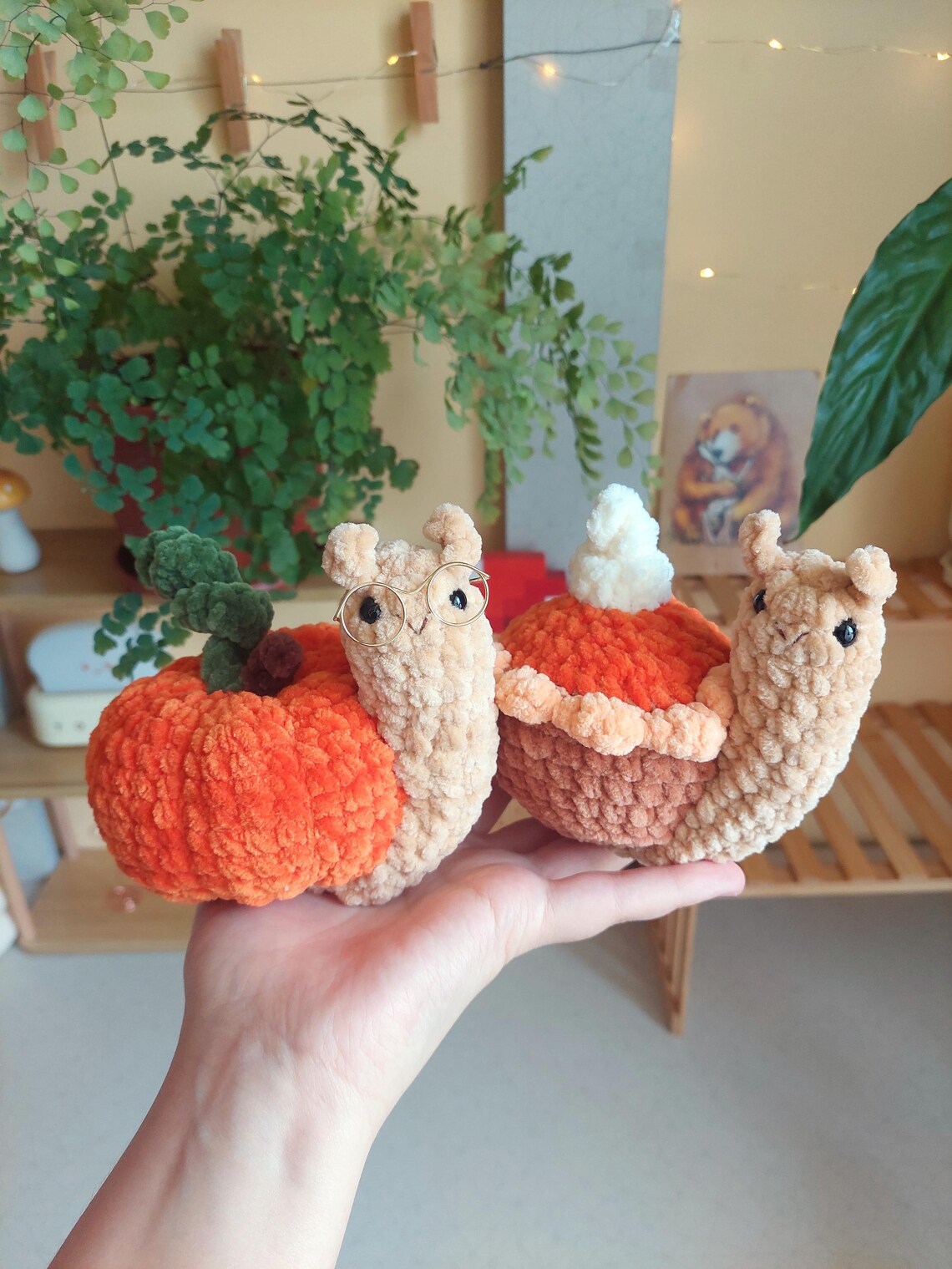 Crochet Autumn/fall Snail Plushie, Cute Animal Amigurumi, Stuffed Toy ...