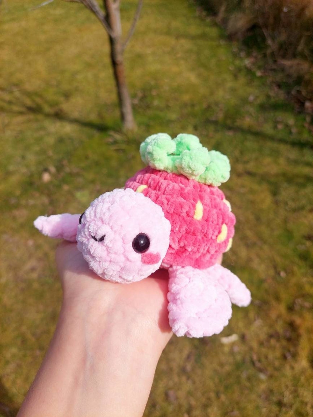 Little Cute Strawberry Turtle Plush, Mini Sea Turtle With Strawberry ...