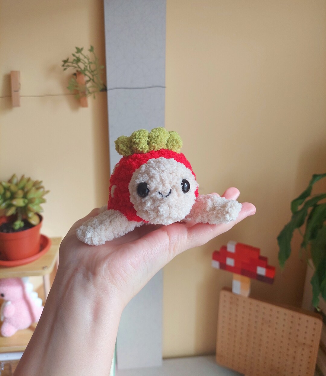 Little Fluffy Strawberry Turtle Plush, Cute Mini Sea Turtle With ...
