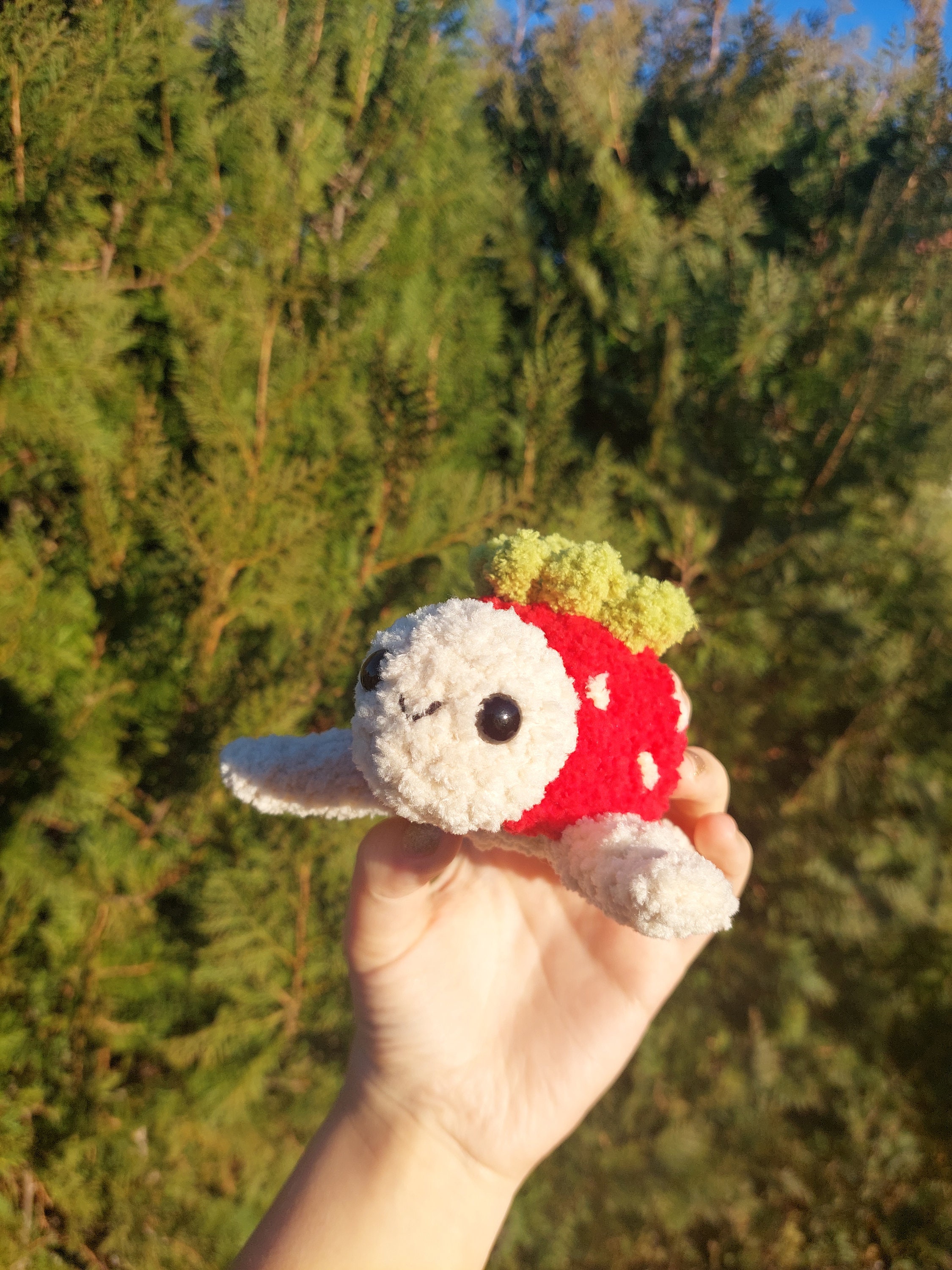 Little Fluffy Strawberry Turtle Plush, Cute Mini Sea Turtle With ...