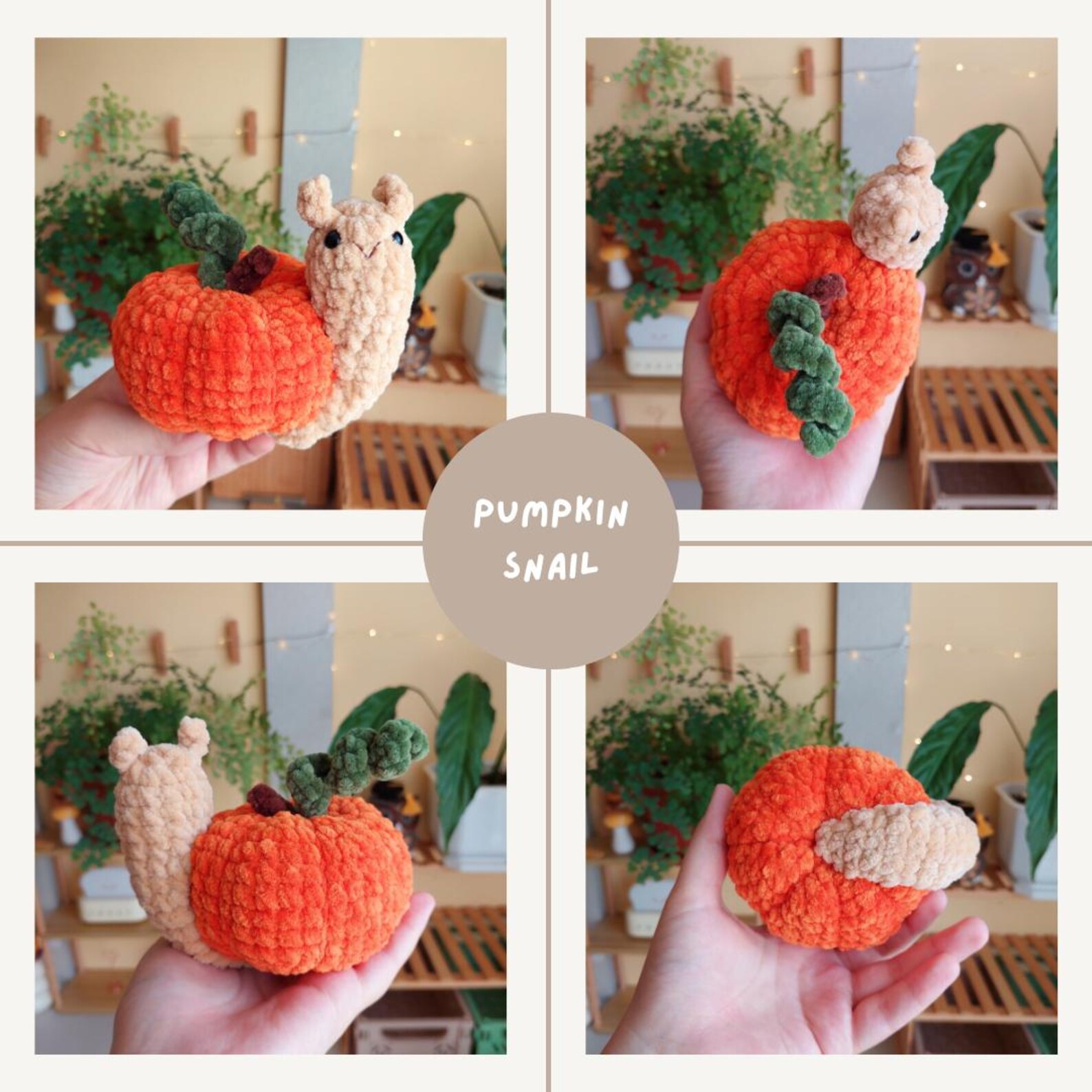Crochet Autumn/fall Snail Plushie, Cute Animal Amigurumi, Stuffed Toy ...