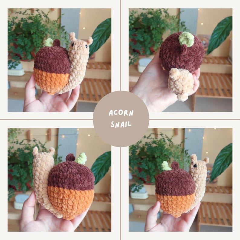 Crochet Autumn/fall Snail Plushie, Cute Animal Amigurumi, Stuffed Toy ...