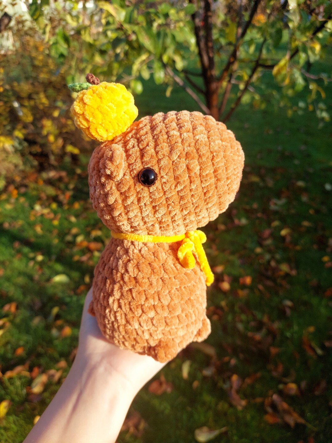 Crochet Capybara With Orange, Cute Animal Plushie, Capi Soft & Chubby ...