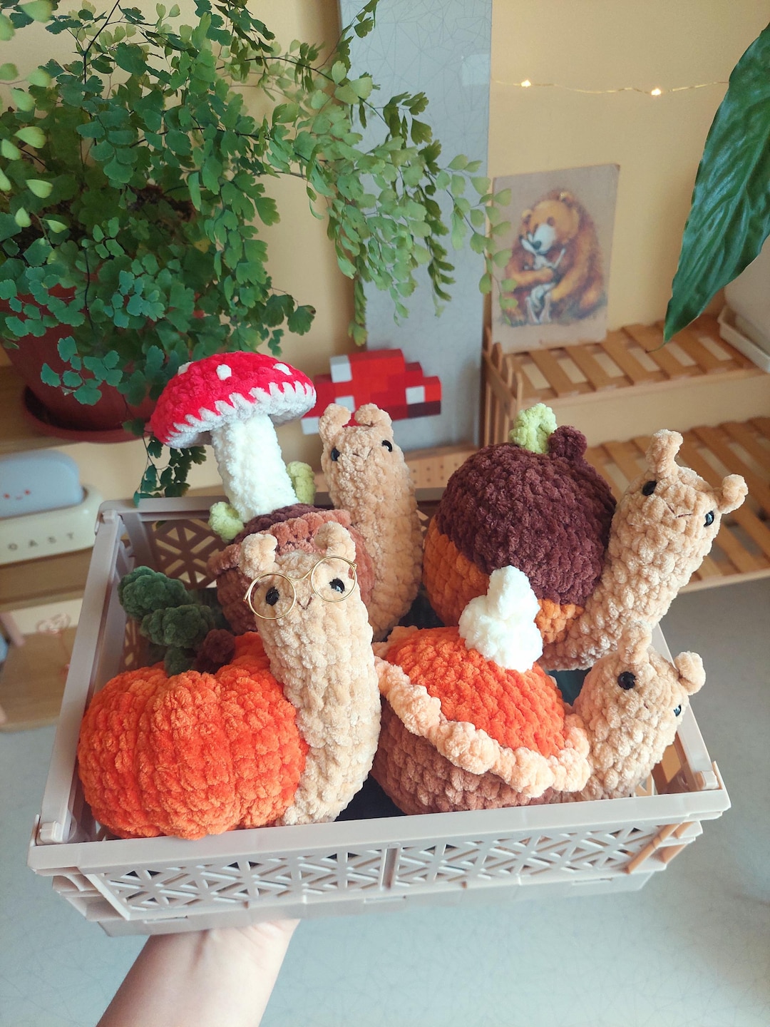 Crochet Autumn/fall Snail Plushie, Cute Animal Amigurumi, Stuffed Toy ...
