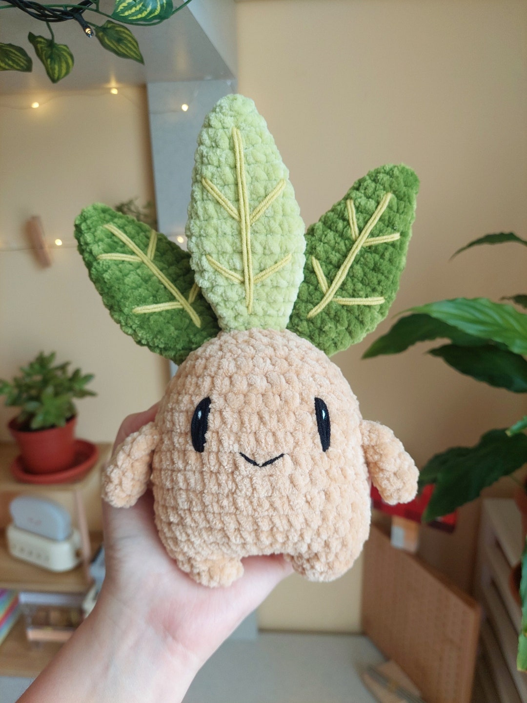 Cute Crochet Mandrake Plush, Embroidered Eyes, Mandrake Amigurumi ...