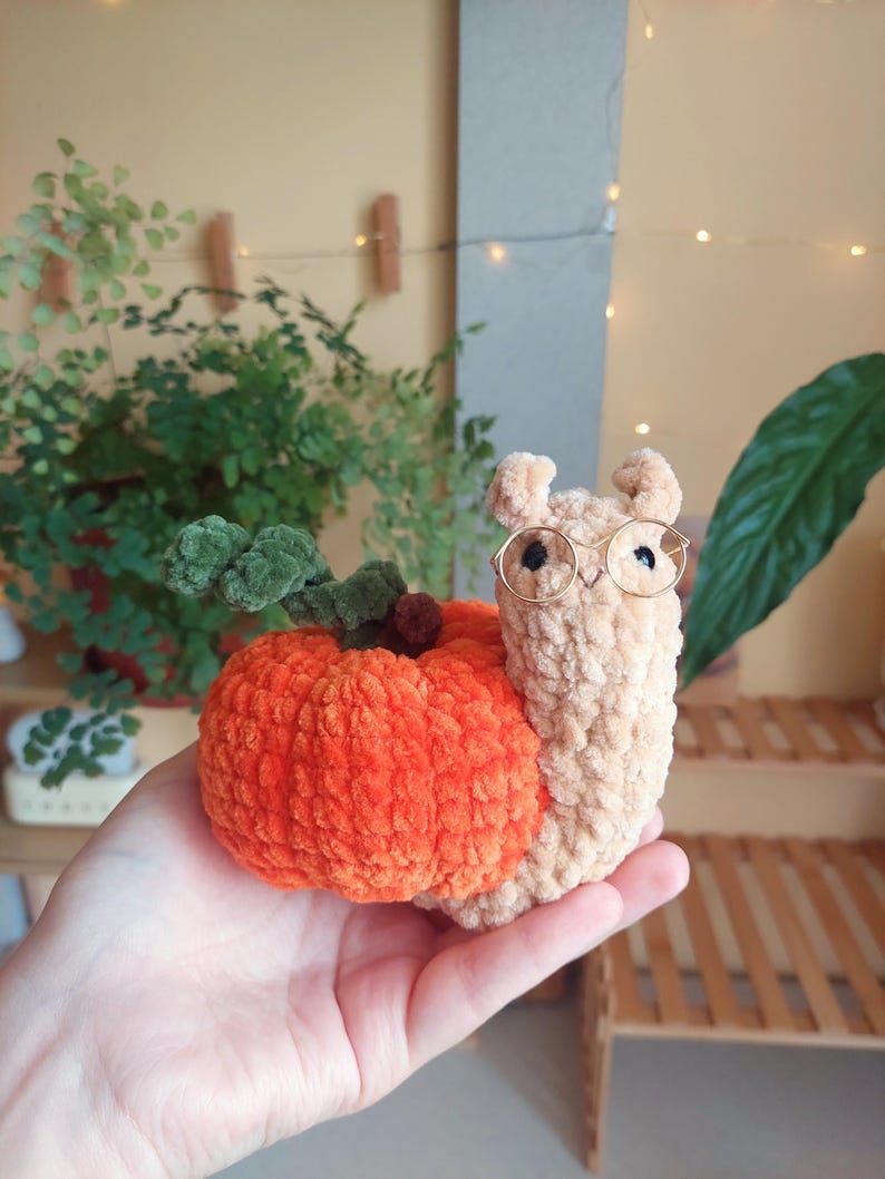 Crochet Autumn/fall Snail Plushie, Cute Animal Amigurumi, Stuffed Toy ...