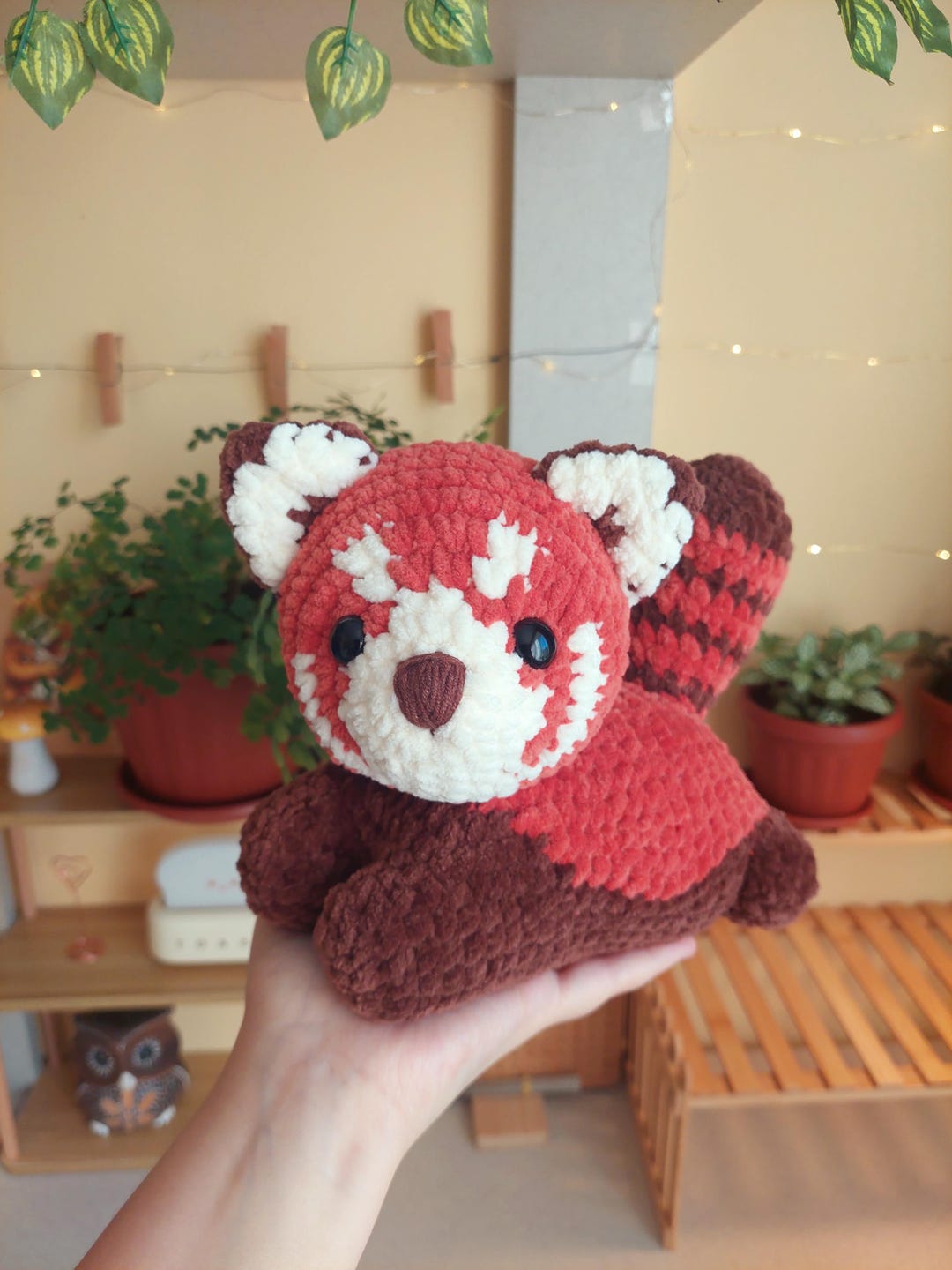 Cute Crochet Red Panda Plush, Red Panda Aminugurmi Doll, Cute Crochet ...