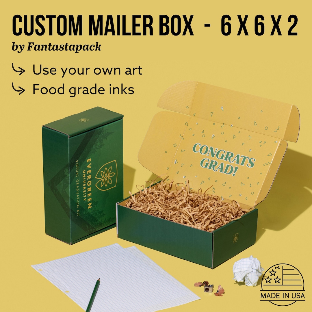 Custom Printed Boxes 6"x6"x2", Full-color Digital Print, Sturdy ...