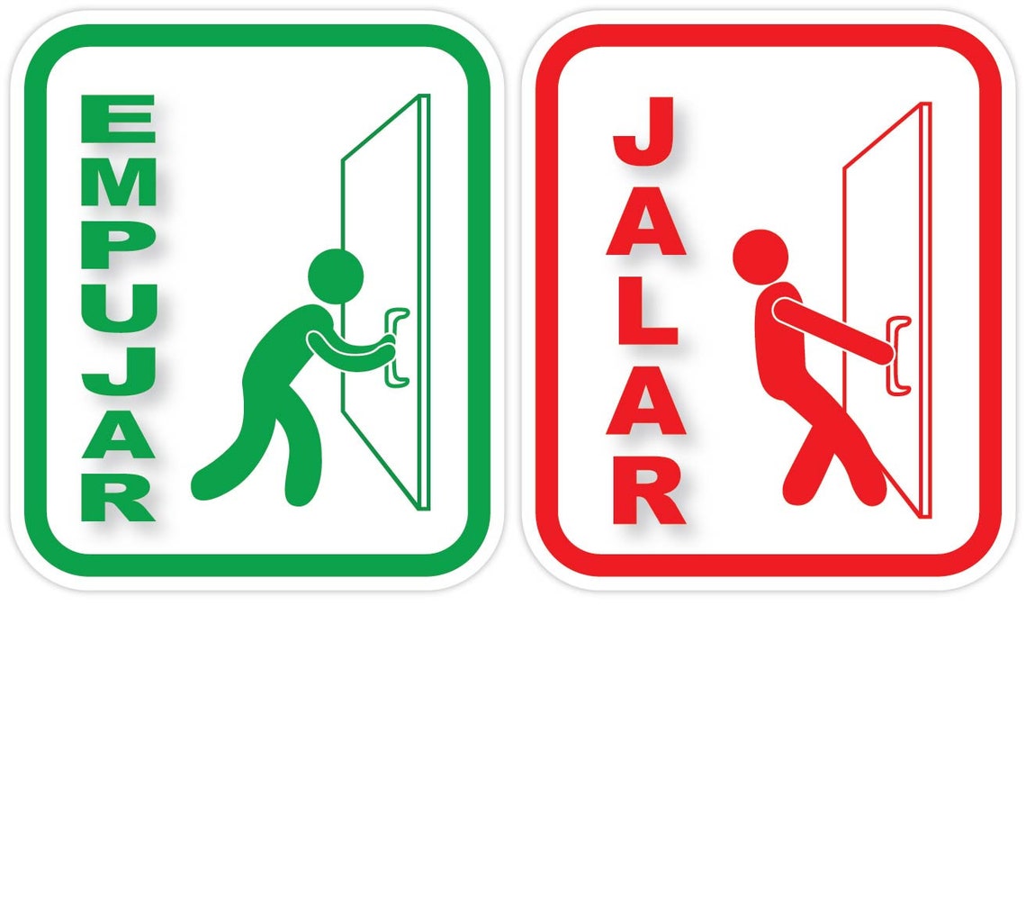 Empujar Jalar Spanish Push Pull Vinyl Sticker Decal Sign Set of 2 4x5 ...