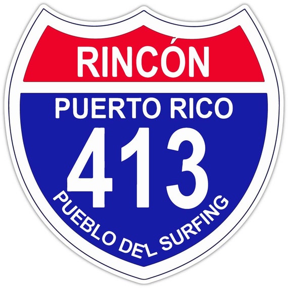 Puerto Rican Road Sign Town Surfing Rincon 413 Vinyl Sticker | Etsy