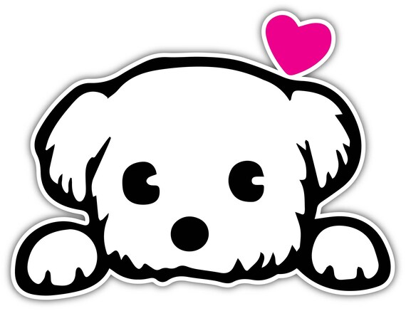 Cute Puppy Dog Drawing Love Heart Vinyl Sticker Decal Car | Etsy