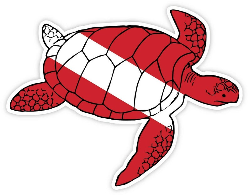 Sea Turtle Diver Diving Flag Logo Vinyl Sticker Decal Car Truck Laptop ...