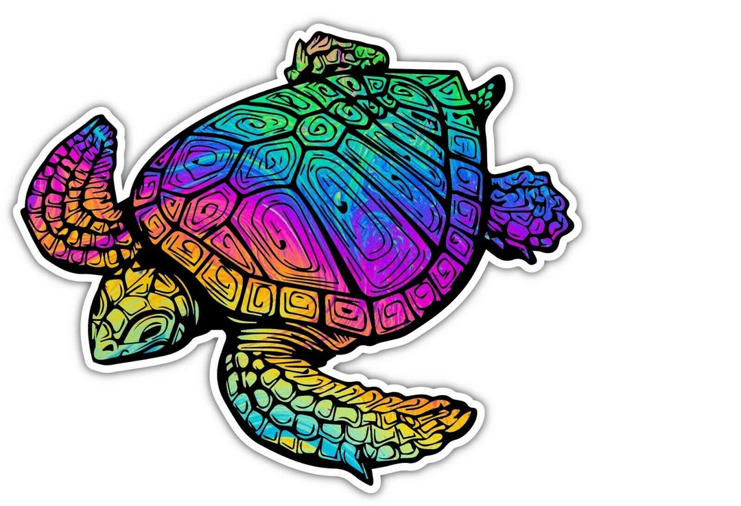 Sea Turtle Colorful Tie Dye Vinyl Sticker Decal Car Truck Laptop Window ...