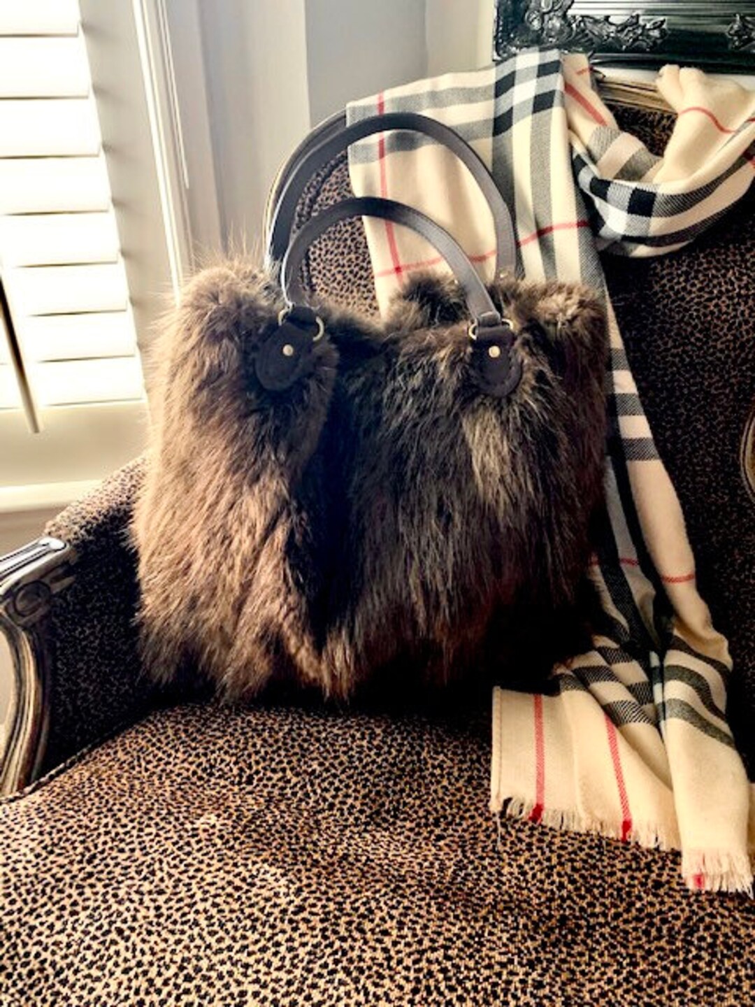 Upcycled Fur Tote With Leather Handles - Etsy