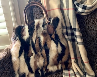 Upcycled Fur Tote With Leather Handles - Etsy
