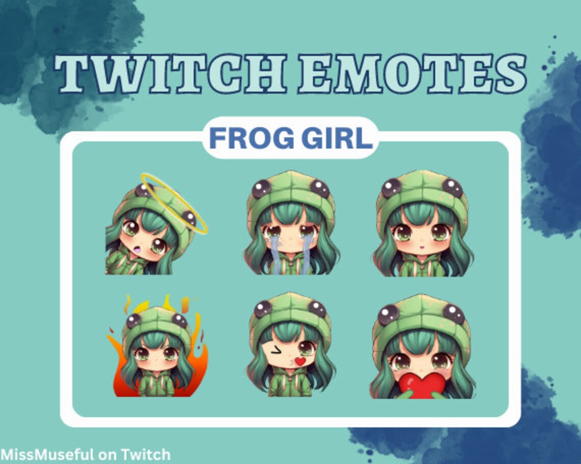 Twitch/discord Frog Girl Emotes Emotes/twitch Streaming/new Streamers ...