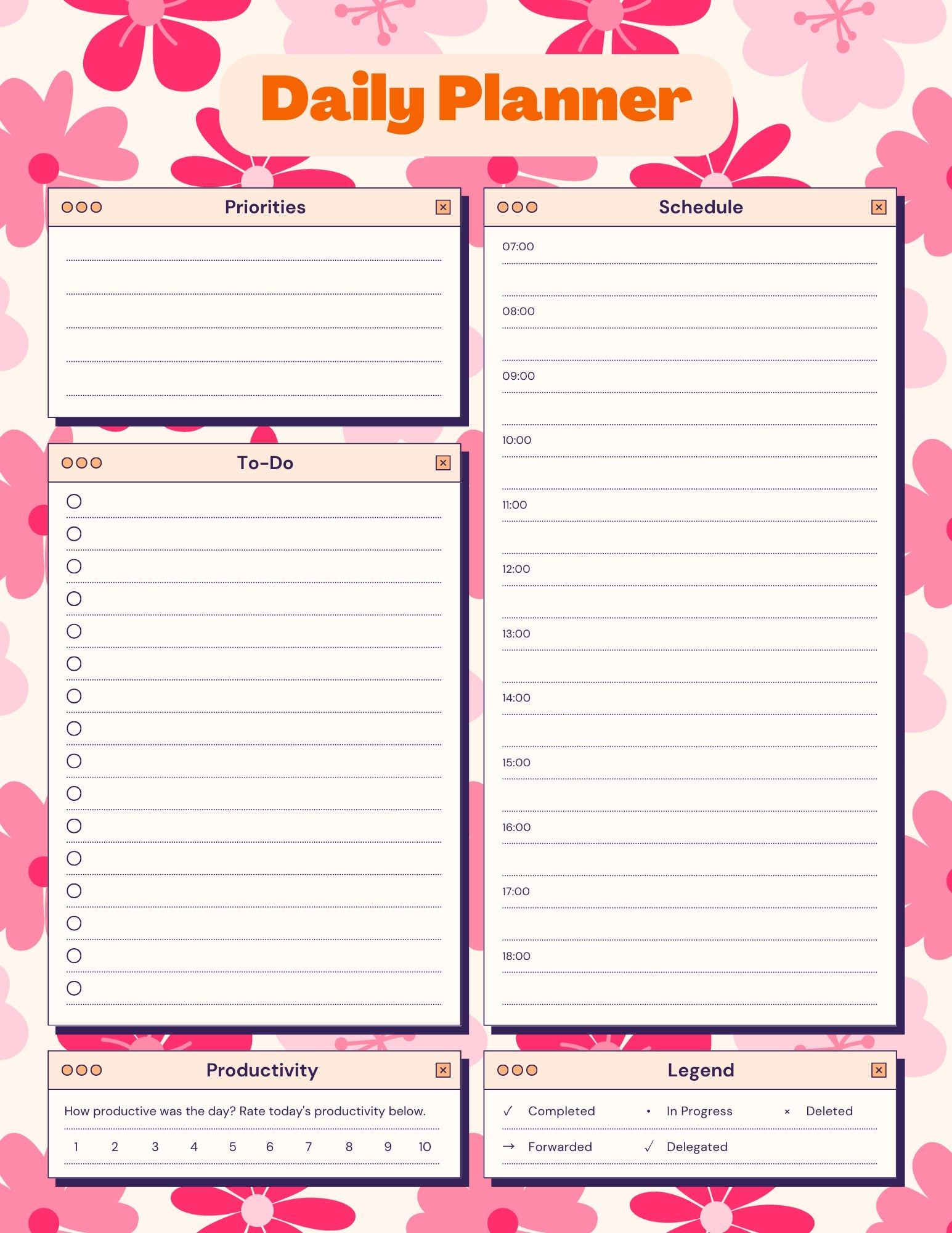 Printable Groovy Daily Planner – Retro Undated Journal for Organization ...