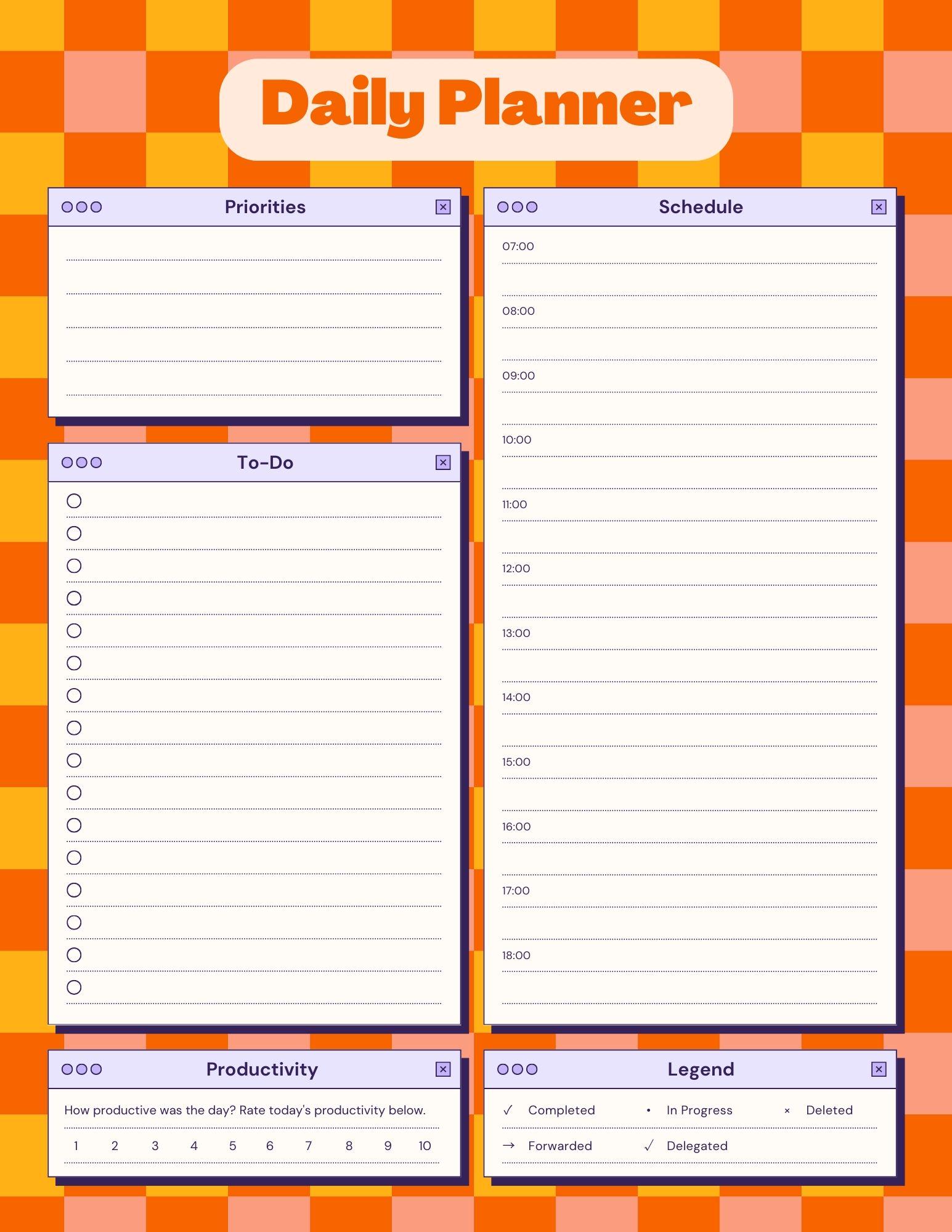 Printable Groovy Daily Planner – Retro Undated Journal for Organization ...