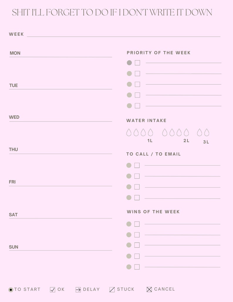 Printable Weekly Planner and Journal | Digital A5 Diary & Planner ...