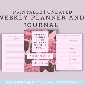 Printable Weekly Planner and Journal | Digital A5 Diary & Planner ...
