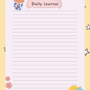 Printable Daily Journal, Undated Journal , Printable Journal, Kawaii ...