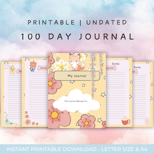 Printable Daily Journal, Undated Journal , Printable Journal, Kawaii ...