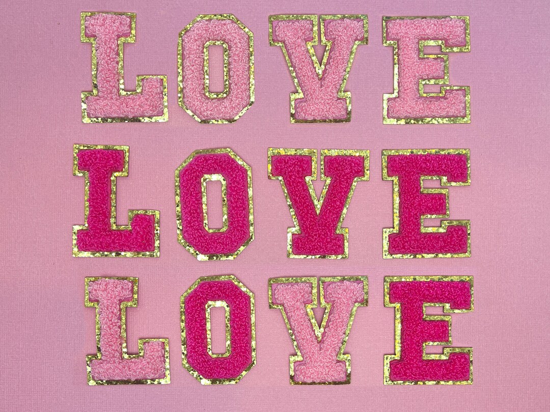 LOVE Letters Set of 4 Chenille Iron on Patches, 2.2" Self Adhesive ...