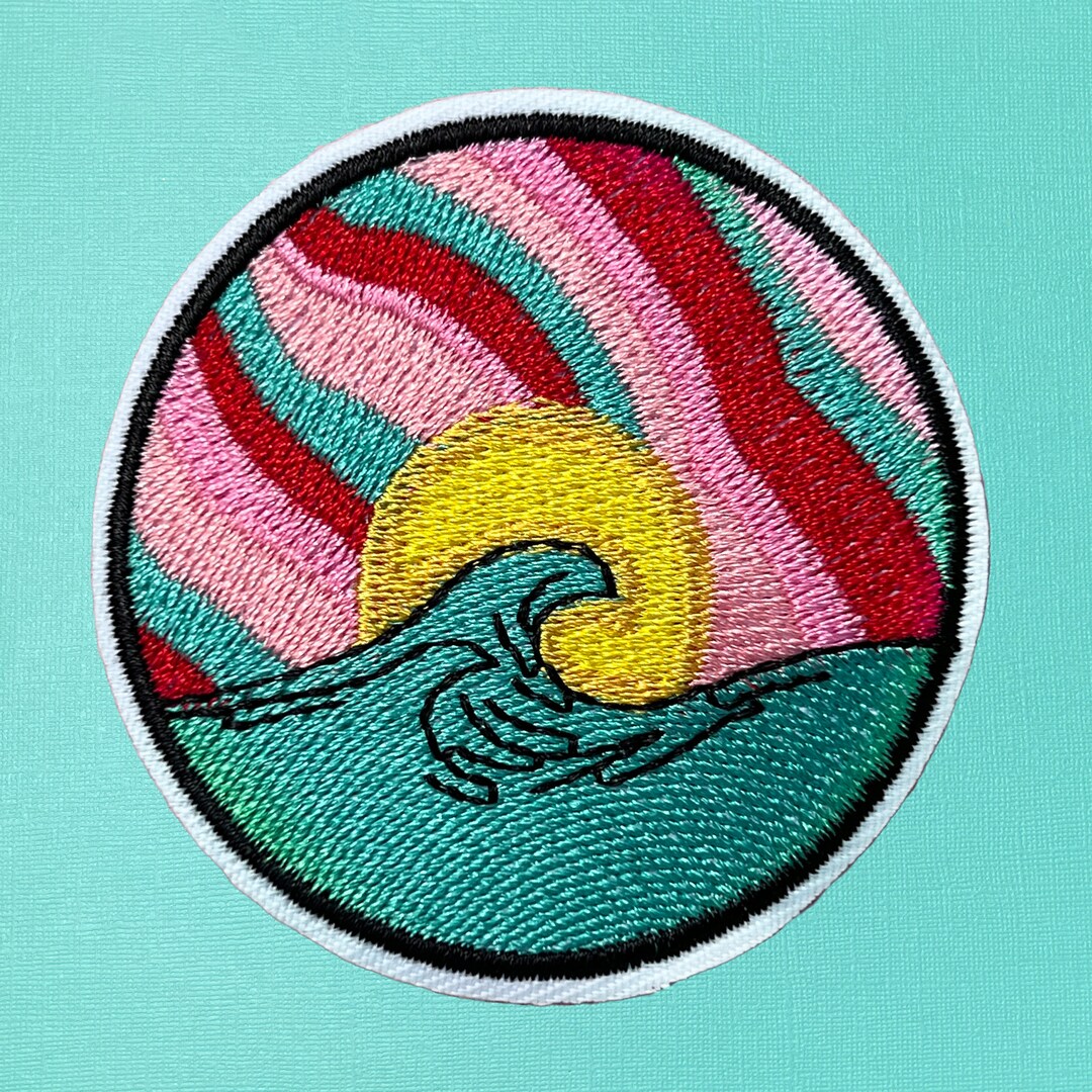 Beach Sunset Embroidered Iron-on Patch (2.35" X 2.35") - Etsy
