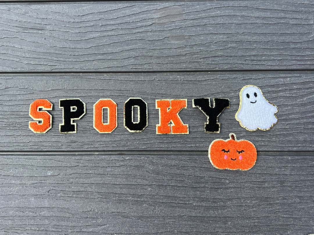 SPOOKY Halloween Chenille Letters Iron-on Patches Autumn - Etsy