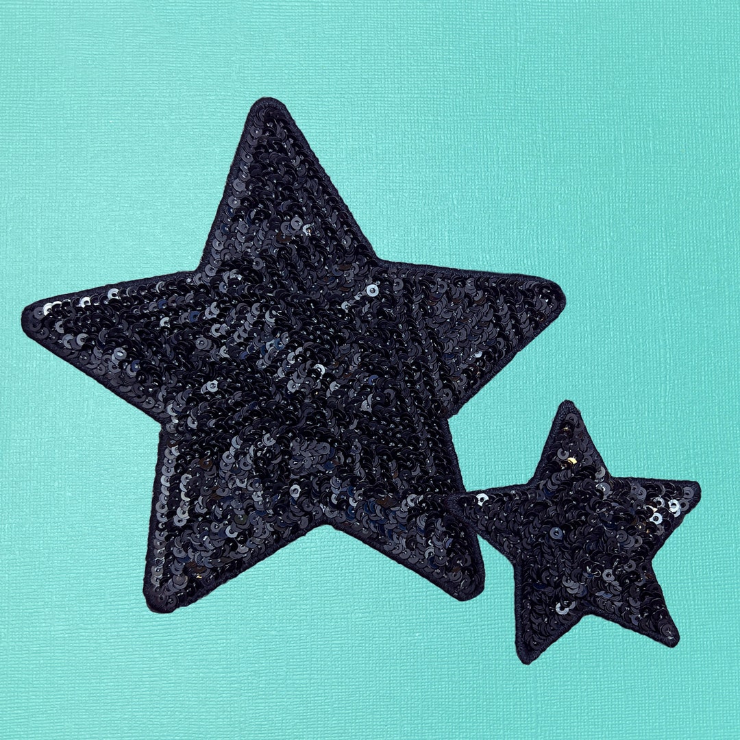 Black Sequin Star Iron-on Patch, Large 5" Star or Small 2.5" Star - Etsy