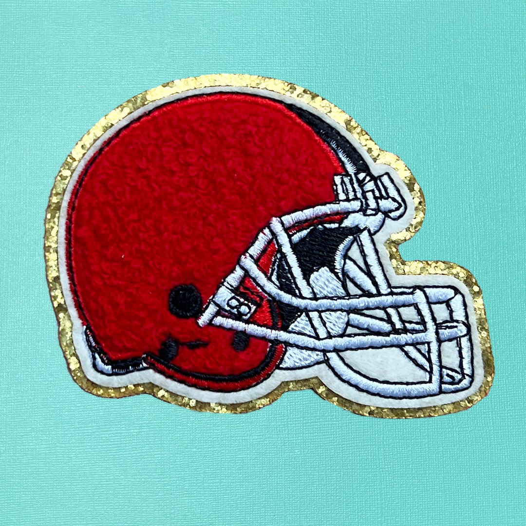 Red Football Helmet Chenille Self-adhesive Iron-on Patch, Game Day ...