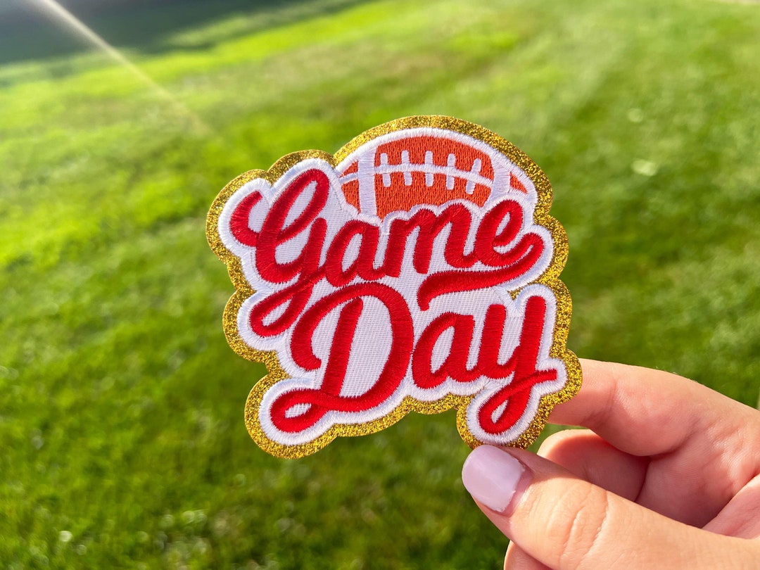 Red Game Day Football Self-adhesive & Iron-on Patch, Mini Game Day ...