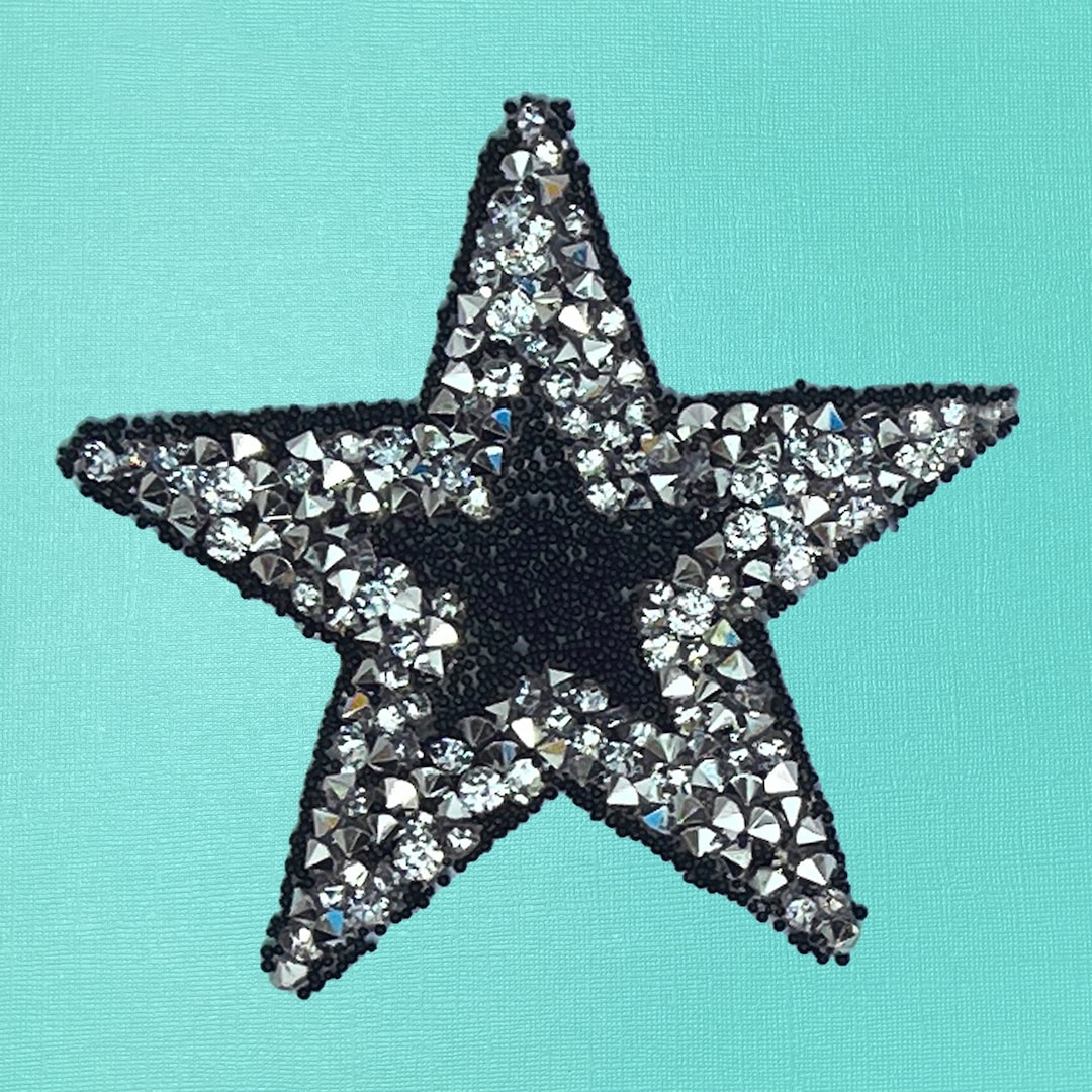 Black & Silver Rhinestone Star Iron-on Patch - Etsy