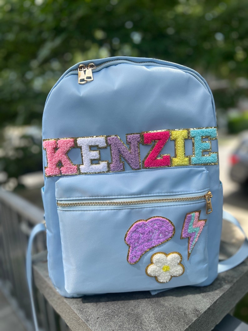 Custom Nylon Backpack With Patches, Personalized Kids School Bag ...