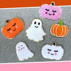 Halloween Chenille Iron-on Patches, Autumn Patches, Fall Decor, Smiling Ghosts and Pumpkins - Etsy