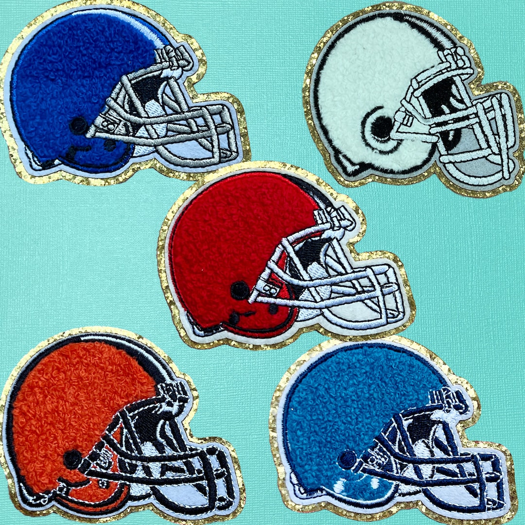 Football Helmet Chenille Self-adhesive Iron-on Patch, Game Day Sticky ...