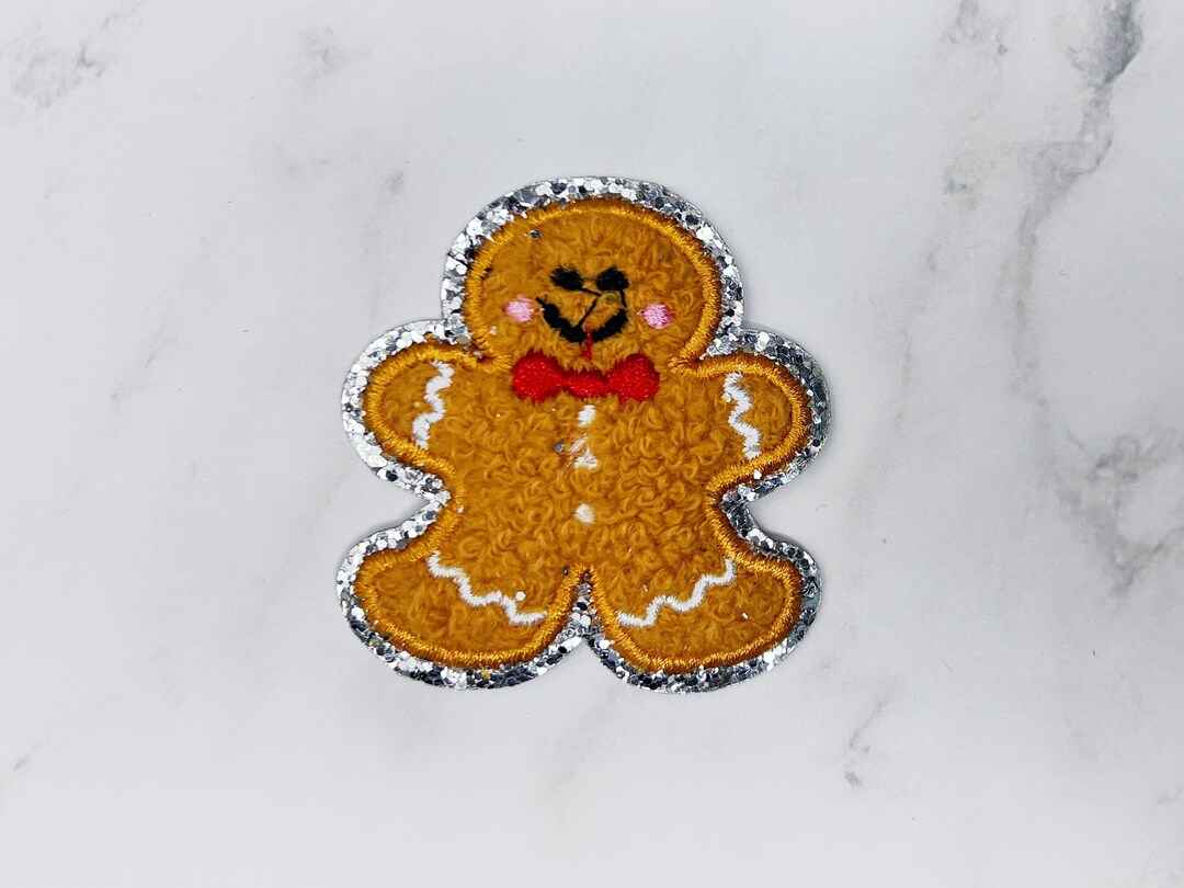Gingerbread Man Chenille Iron-on Patch, Holiday DIY Patches, Christmas ...