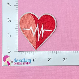 Nurse Beating Heart Embroidery Iron on Patch, Heartbeat Nurse and ...