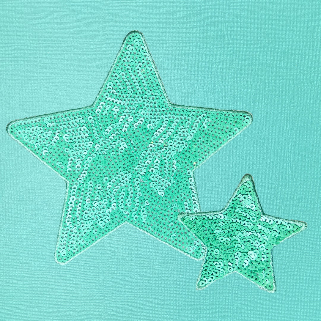 Mint Green Sequin Star Iron-on Patch - Etsy